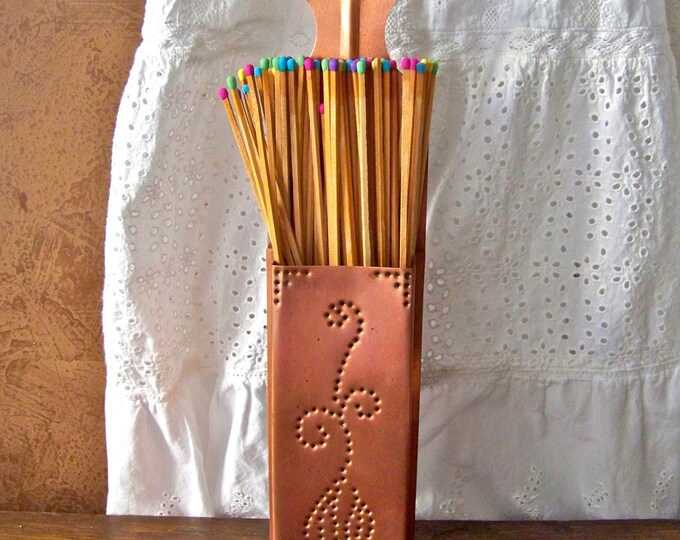 Vintage Solid Copper Match Box Holder Pfaltzgraff Matches Fireplace ...