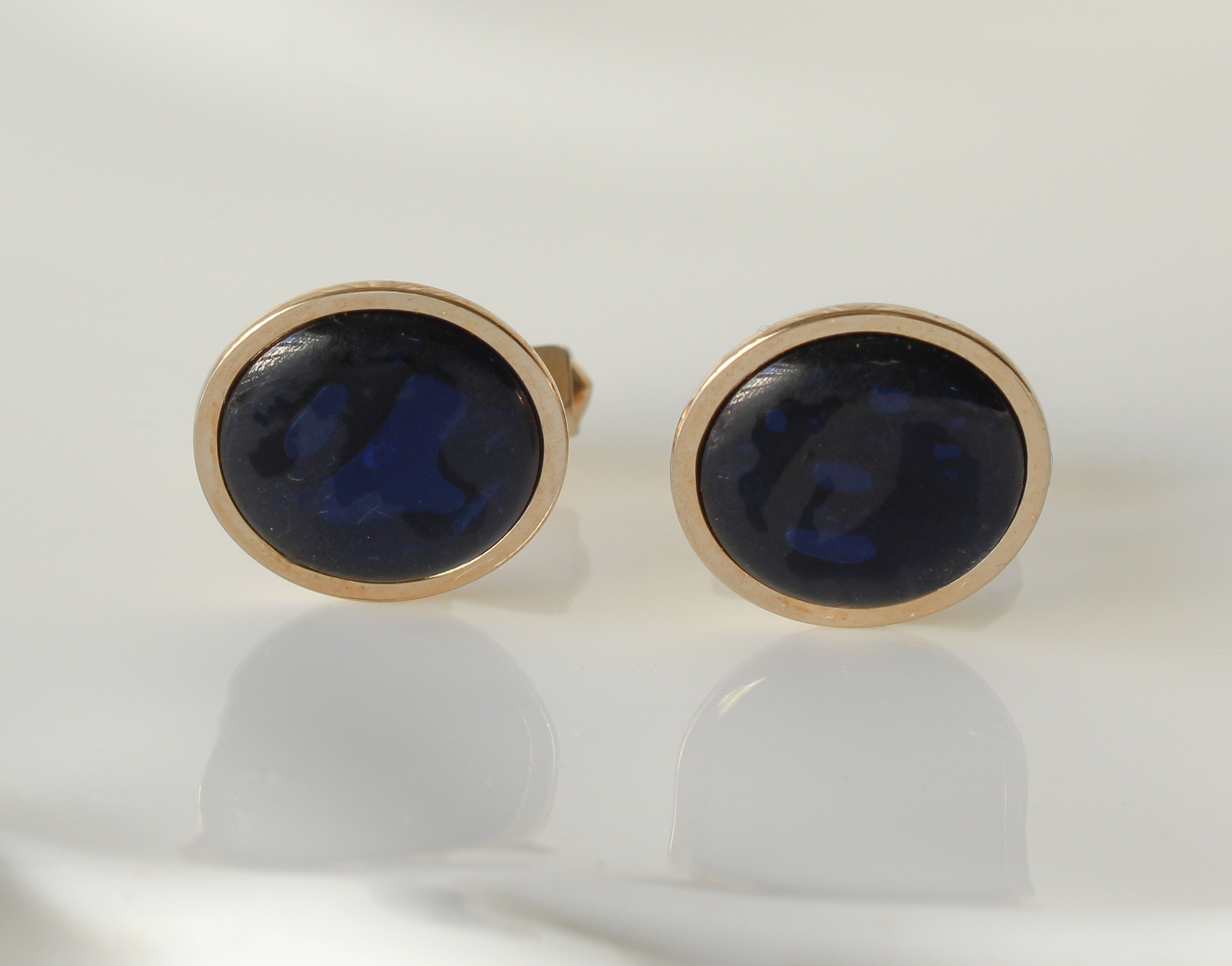 Vintage Swank Cufflinks Deep Blue Disc Gold Tone - Etsy