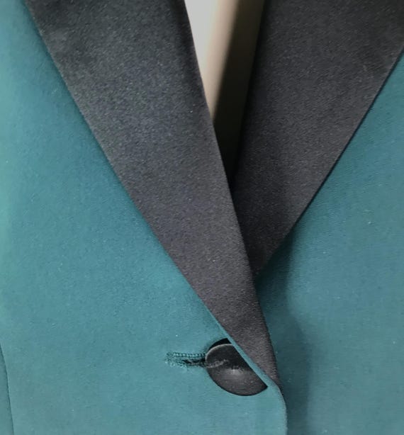 Vintage Green Silk Jacket with Black Tux Collar - Gem