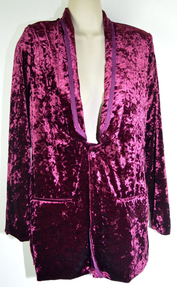 Sixties Burgundy Velvet Long Jacket - Gem