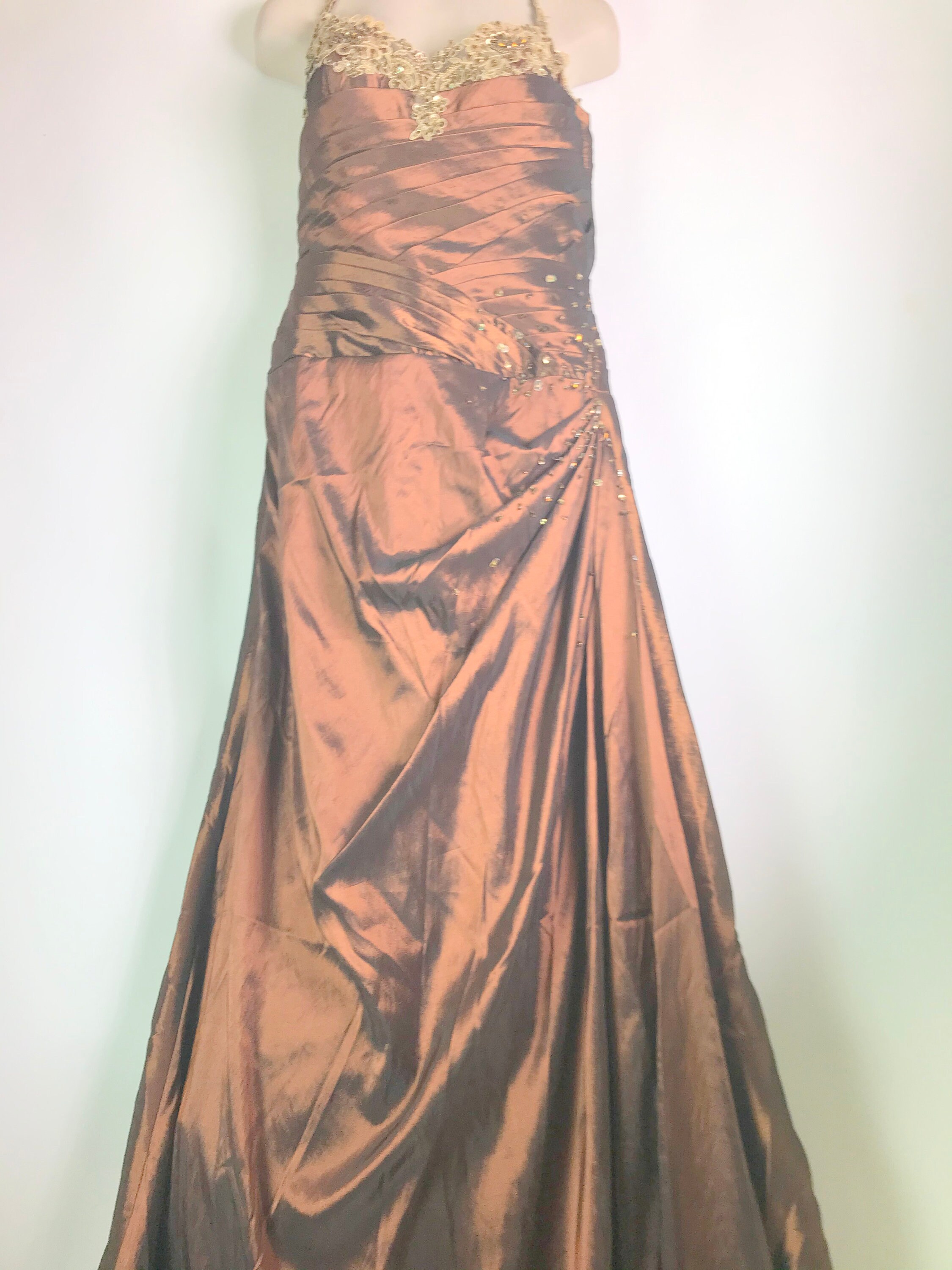 Vintage Copper Bronze Satin Ball Gown With Shawl - Etsy
