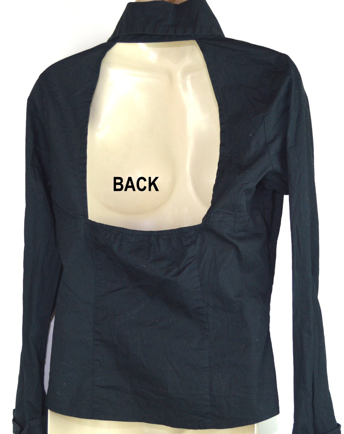 Ladies Black Cotton Keyhole-back Shirt - Etsy