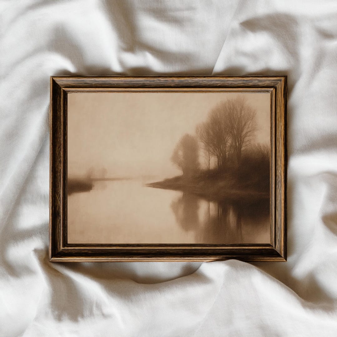 Sepia River Print, Vintage Landscape Wall Art, Moody Nature Photography ...
