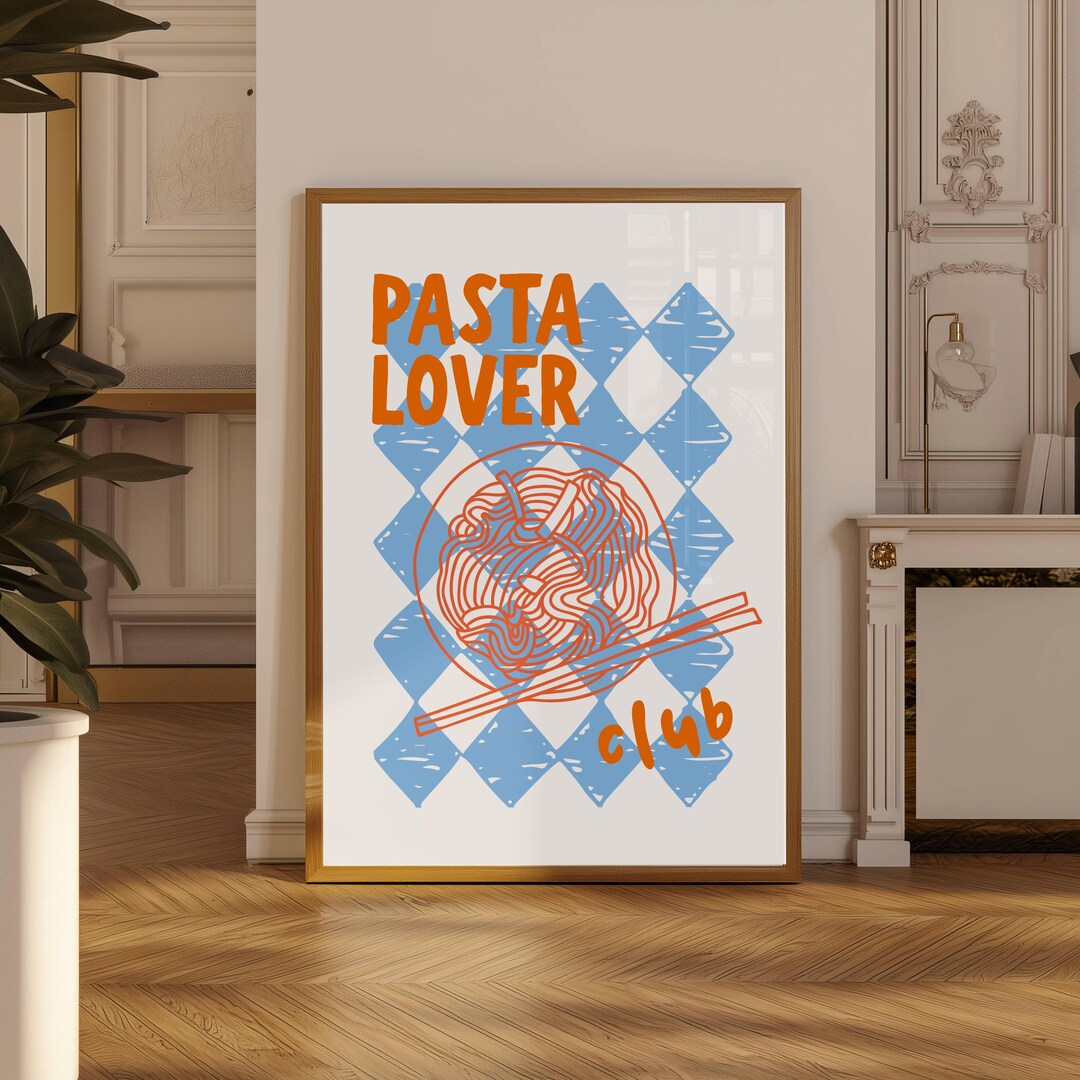 Pasta Wall Art Print, Spaghetti Digital Poster, Kitchen Food Decor ...