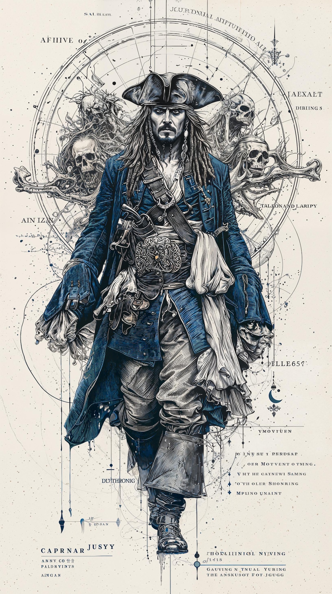 Pirates of the Caribbean Digital Art Print, Captain Pirate Wall Poster ...
