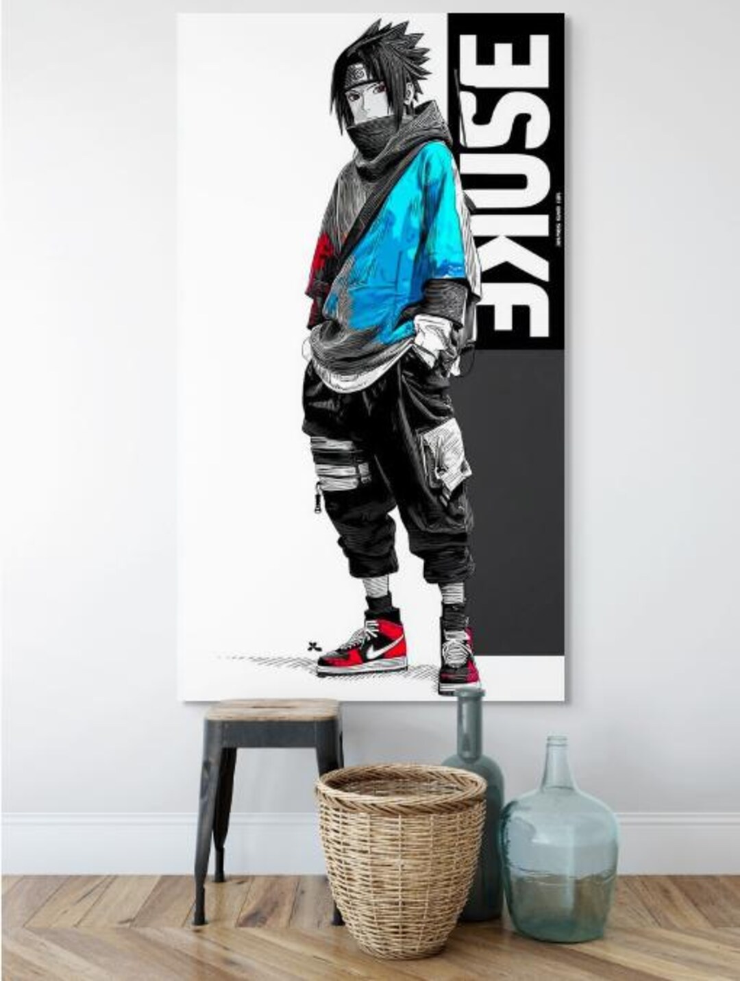 Sasuke Anime Ninja Digital Poster Art, Streetwear Manga Style Character ...