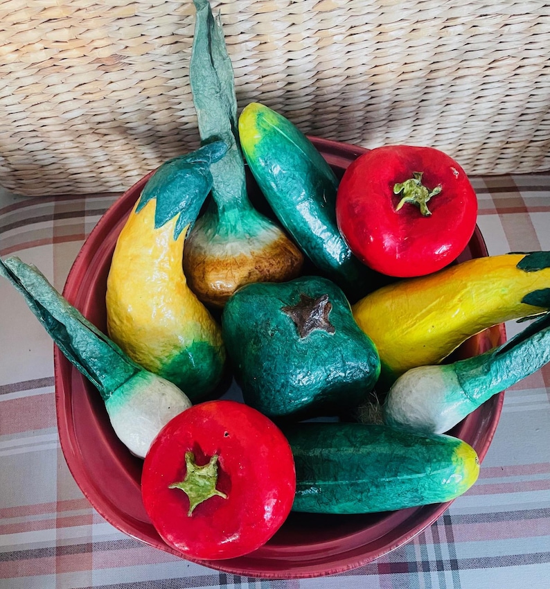 Vintage Paper Mache Vegetable Set: Mexican Folk Art Thanksgiving Decor ...