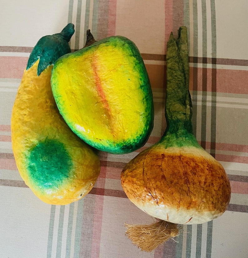 Vintage Paper Mache Vegetable Set: Mexican Folk Art Thanksgiving Decor ...