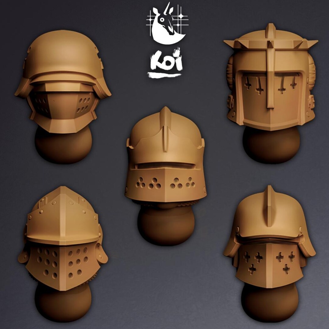 Crusaders - 5 Miniature Heads | 42mm | Wargaming | Kit Bashing | Bits ...