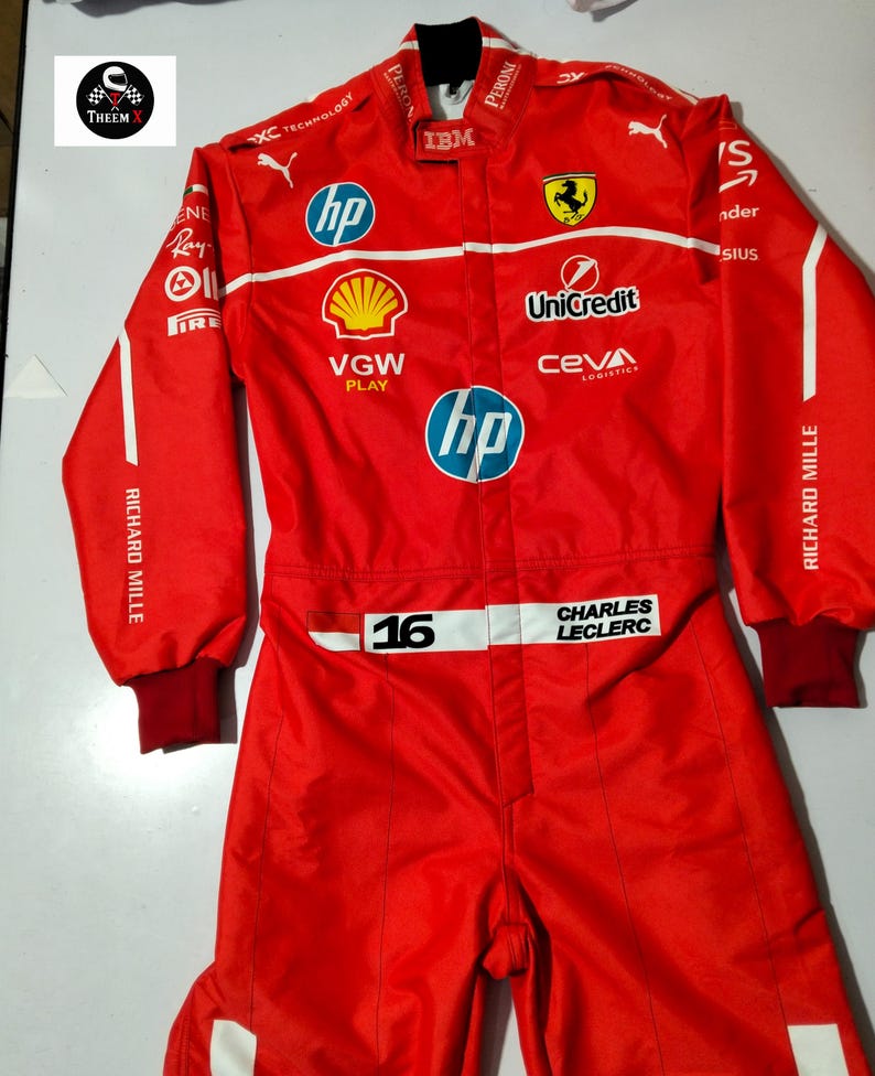 Charles Leclerc Ferrari 2025 F1 Racing Suit Replica - Cosplay Uniform ...