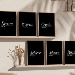 Motivational Poster Bundle | Set of 6 Printable Wall Art | Black ...