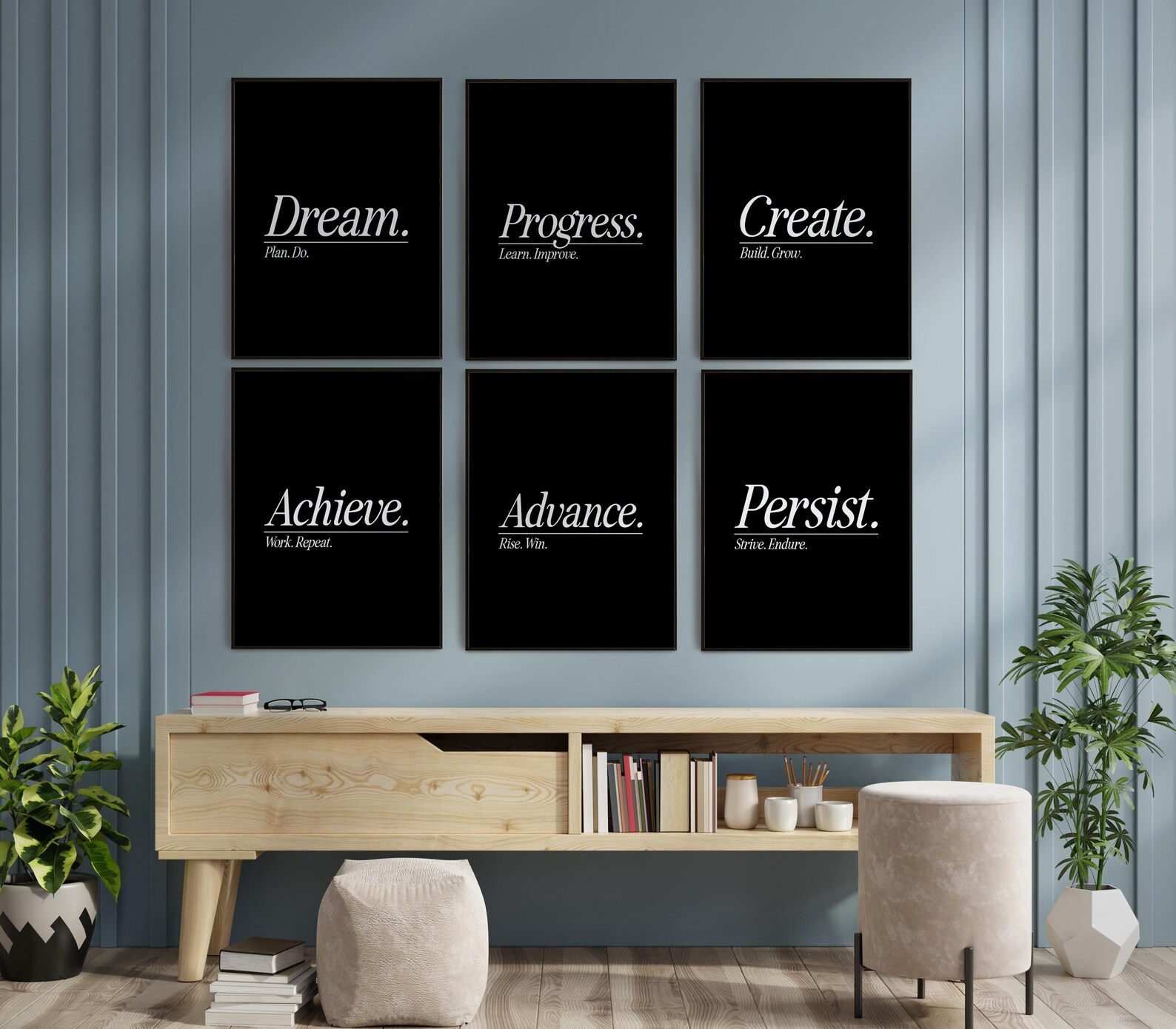 Motivational Poster Bundle | Set of 6 Printable Wall Art | Black ...