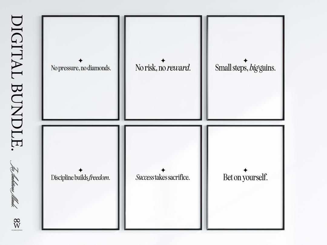 Minimalist Motivational Poster Bundle | Set of 6 Printable Wall Art ...
