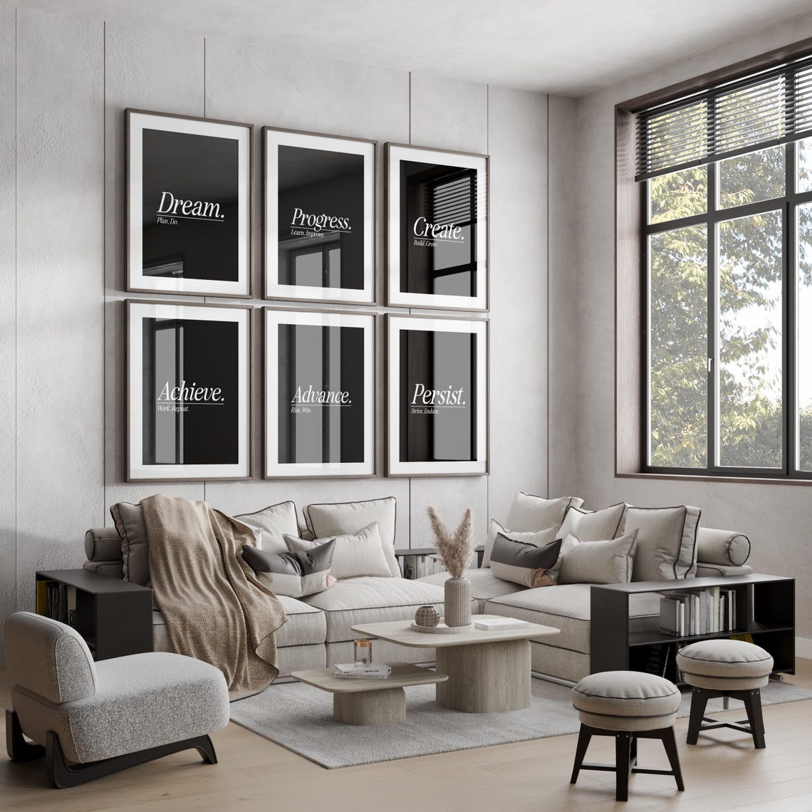 Motivational Poster Bundle | Set of 6 Printable Wall Art | Black ...