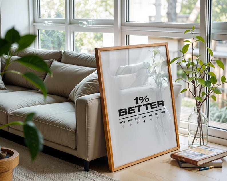 1% Better Motivational Poster | Growth Mindset Wall Art Print | White ...