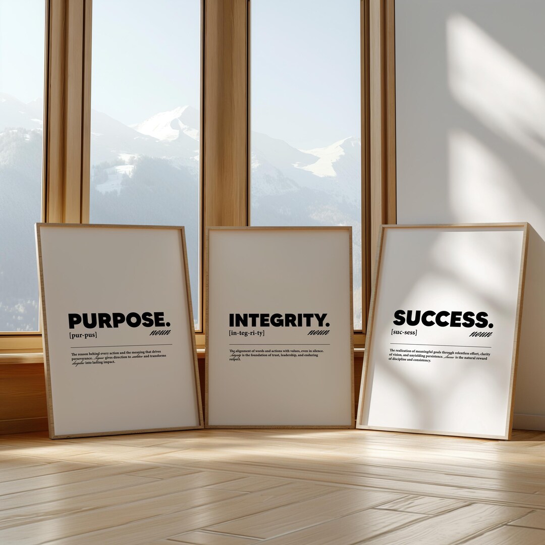 Motivational Poster Bundle | Purpose, Integrity, Success Definition ...