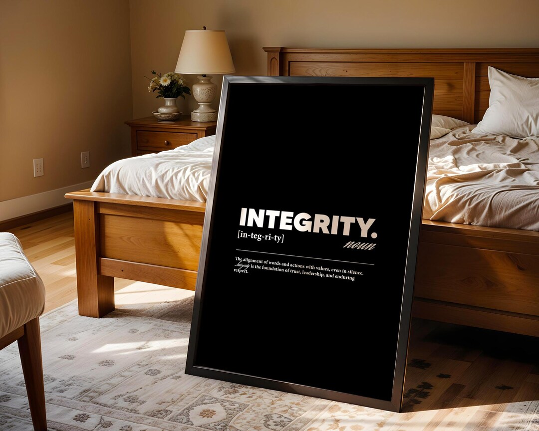 Integrity Motivational Poster | Inspirational Quote Wall Art | Black ...