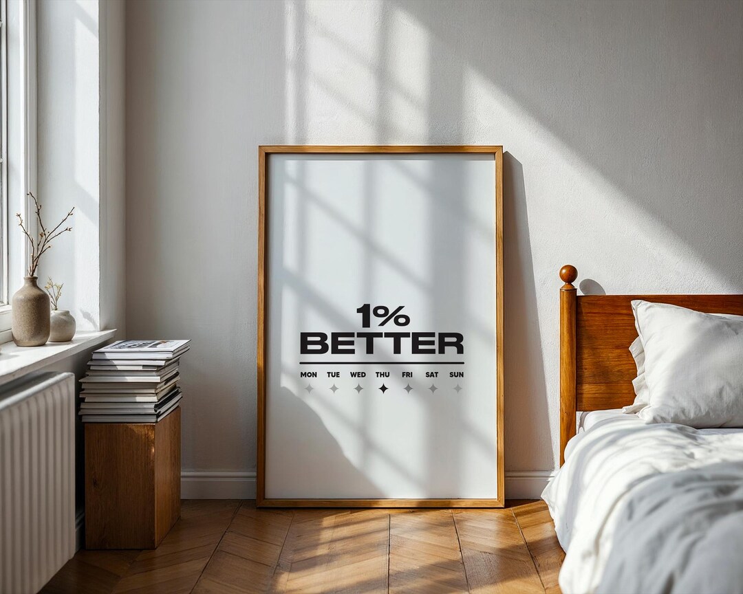 Motivational Poster | 1% Better Every Day Quote | Minimalist Printable ...
