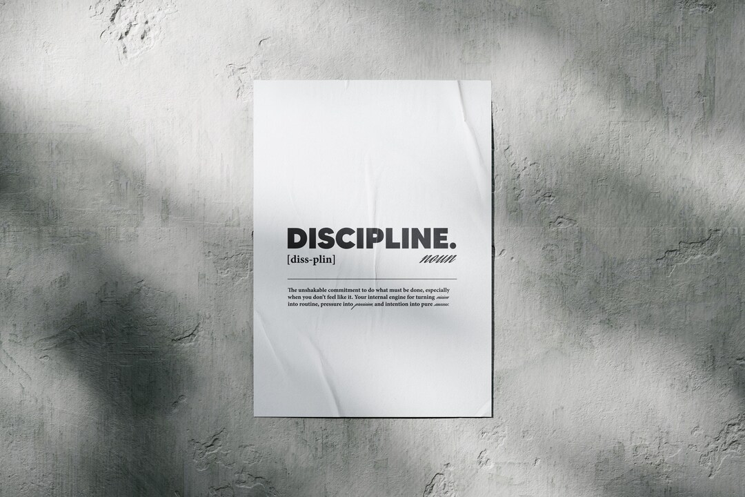 Discipline Definition Poster, Motivational Wall Art, Self Discipline ...
