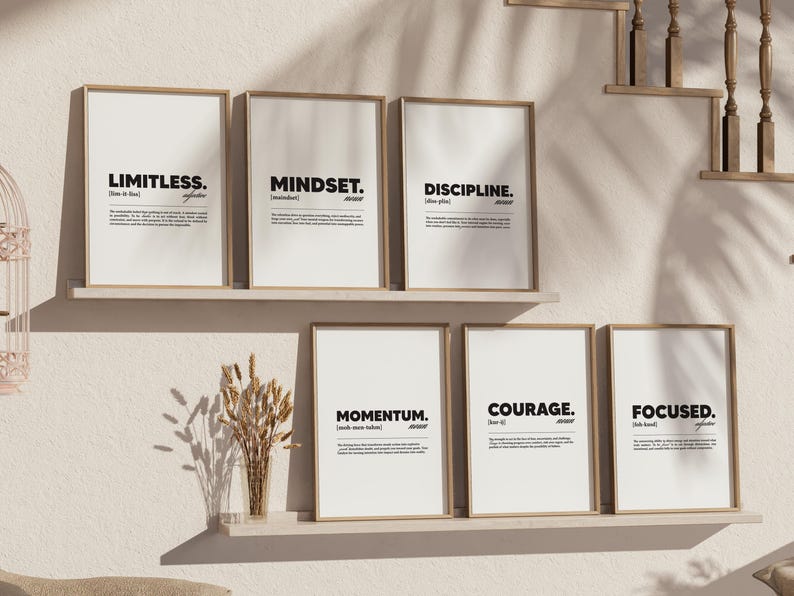 Motivational Poster Bundle | Minimal Black and White Wall Art | Mindset ...