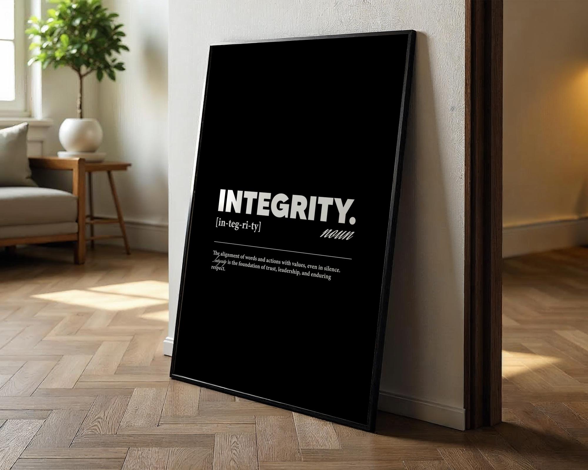 Integrity Motivational Poster | Inspirational Quote Wall Art | Black ...