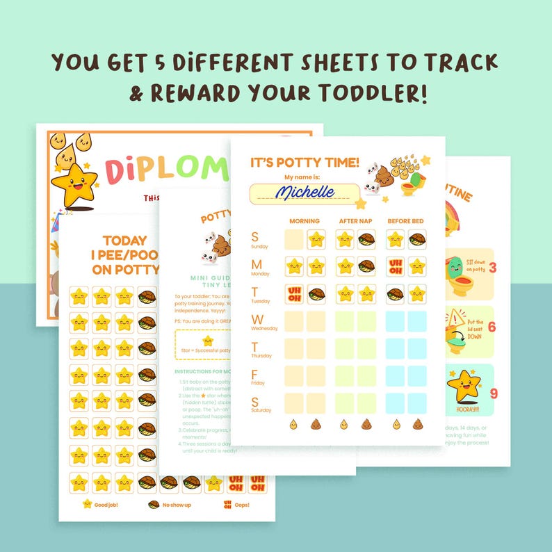 Printable Potty Training Chart for Toddlers | 7 Days Toddler Tracker ...