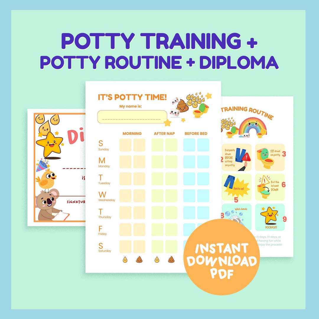 Cute Potty Training Tracker for Toddlers | Toilet Training Routine ...