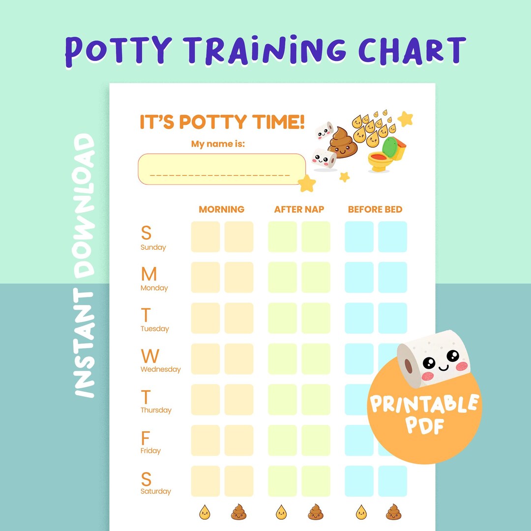 Printable Potty Training Chart | 7 Days Toddler Tracker | Potty Sticker ...