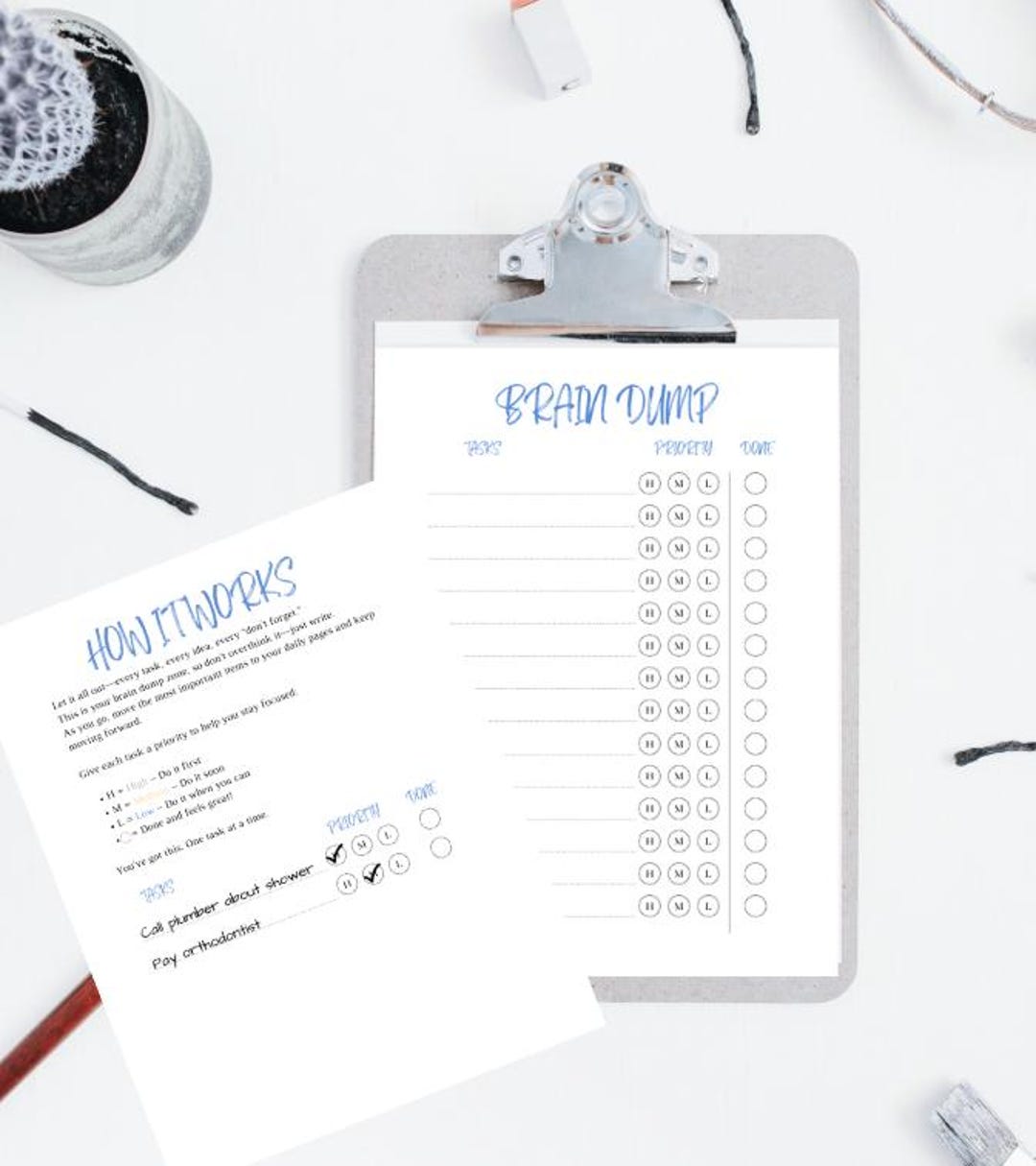 Brain Dump Printable | Mental Clarity List | To-do Overflow Organizer ...
