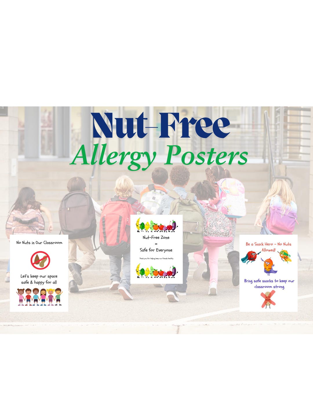 Nut-free Classroom Poster Bundle: Allergy Awareness Signs (printable ...