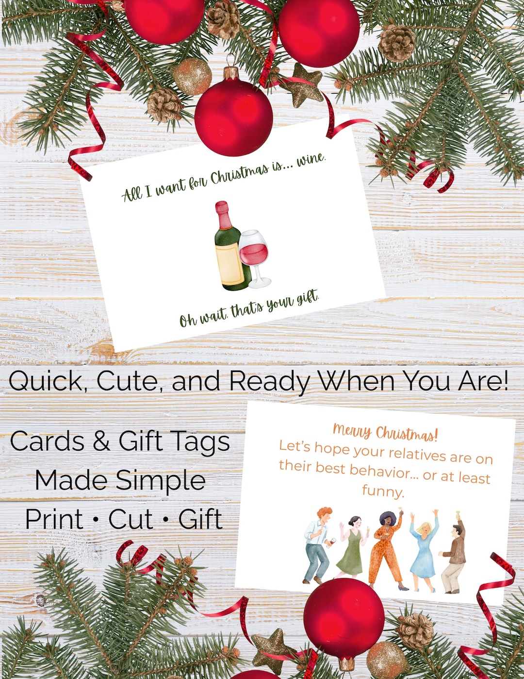 Funny Christmas Cards | Printable Holiday Tags (digital Download - Etsy