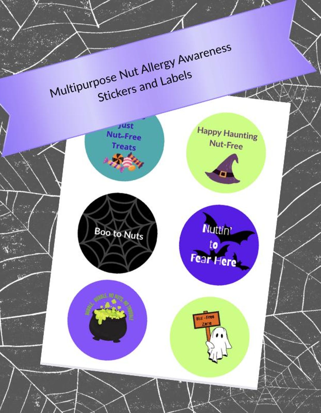 Halloween Nut-free Stickers – 6 Large 3x3 Printable Allergy-safe Labels ...