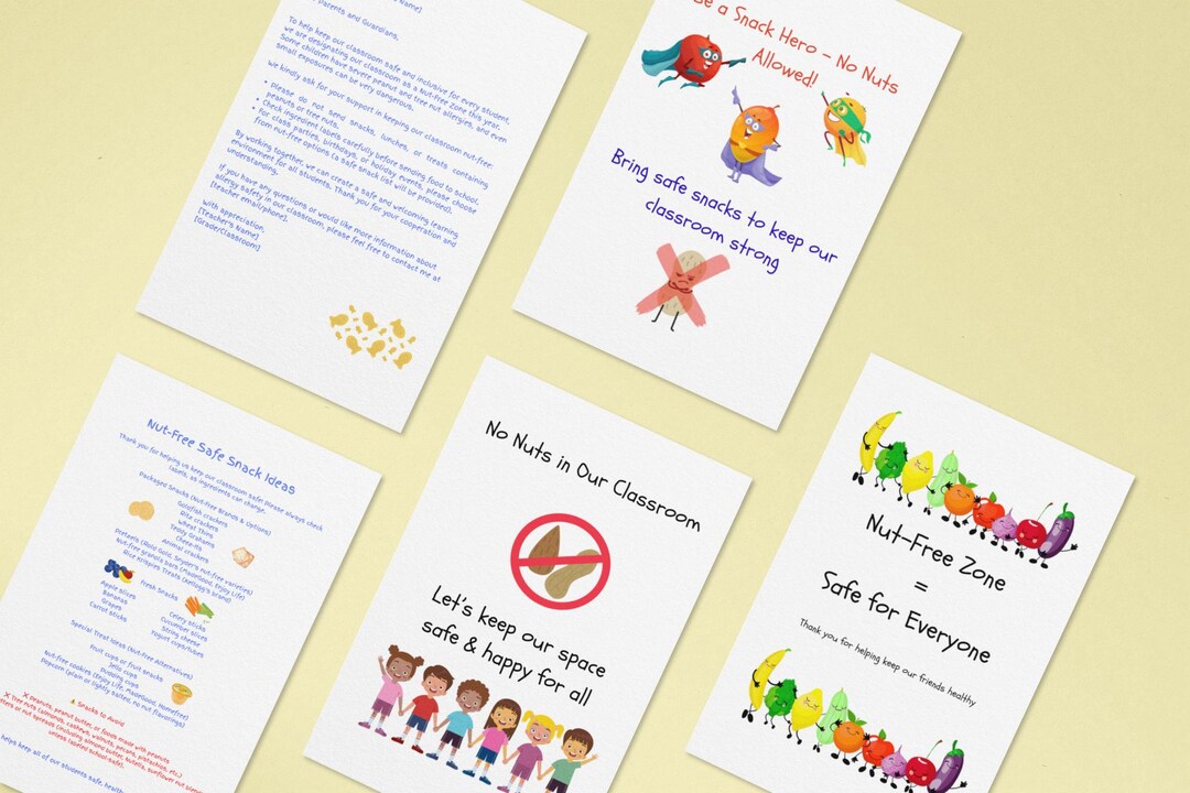 Nut-free Classroom Bundle: Allergy Awareness Posters, Parent Letter ...