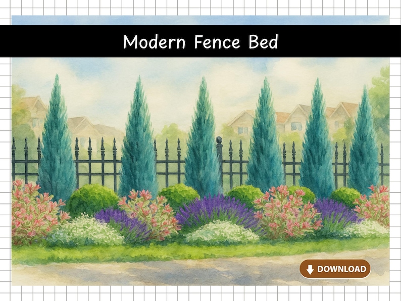 Modern Fence Bed Garden Design | Pre-made Garden Plans | Landscape ...