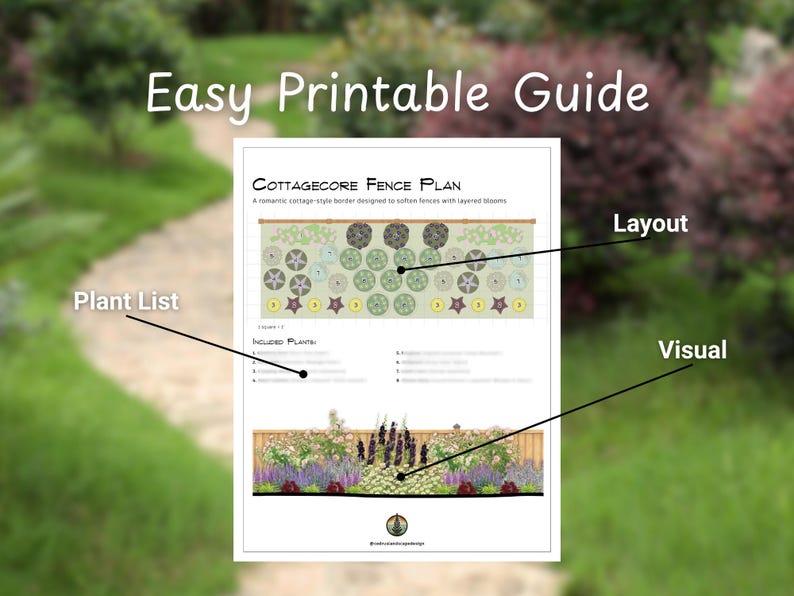 Cottage Garden Fence Plan: USDA Zone 6 Perennials (PDF Downloadable ...