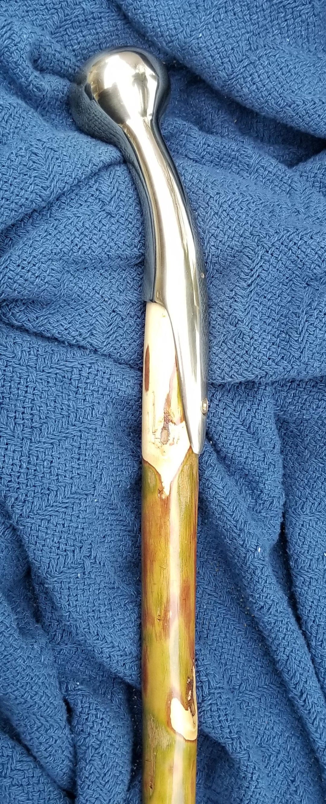 Handmade Crepe Myrtle Wood Walking Cane, Brass Hame Handle, 36.5" - Etsy