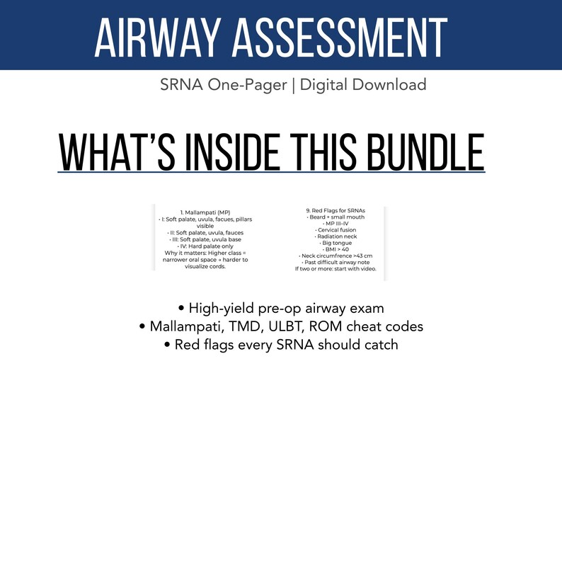 SRNA One-pager: Airway Assessment | High-yield, Clinical-ready Cheat ...