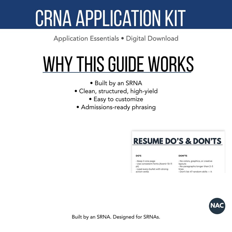 CRNA Resume + Personal Statement Kit | High-yield Resume Templates, ICU ...