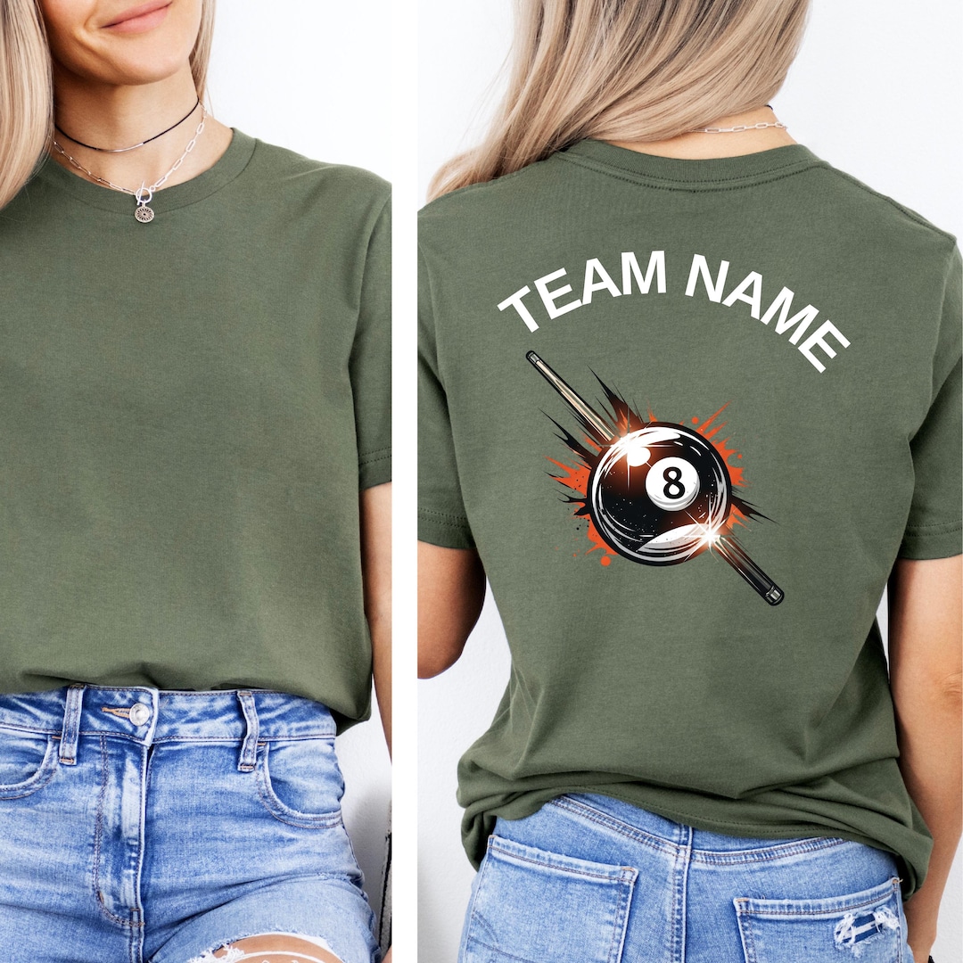 Personalized Team Name 8-ball Pool Player T-shirt: Billiard Player Game ...