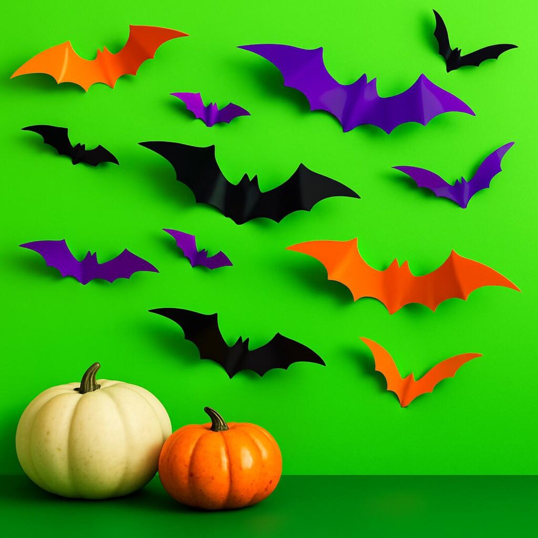 Vinyl Bats Decals Multicolor Halloween Decor Spooky Wall Stickers ...