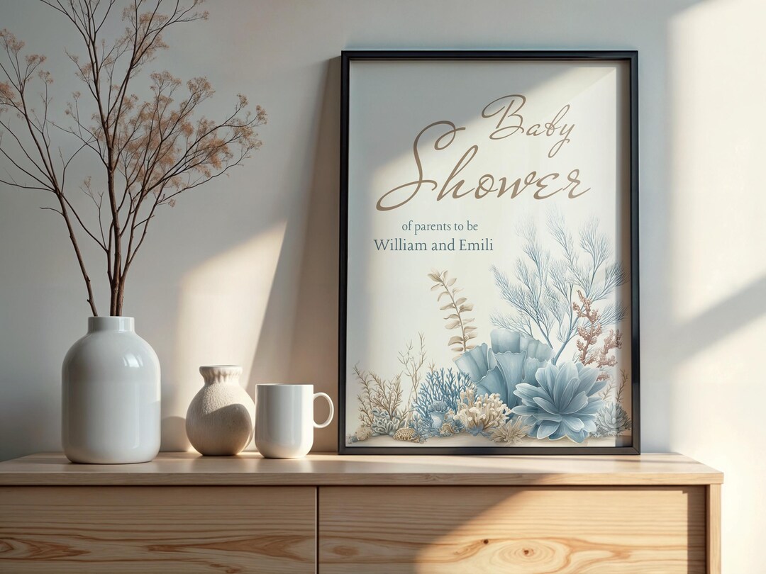 Coral Reef Baby Shower Welcome Sign | Ocean Theme Canva Template ...