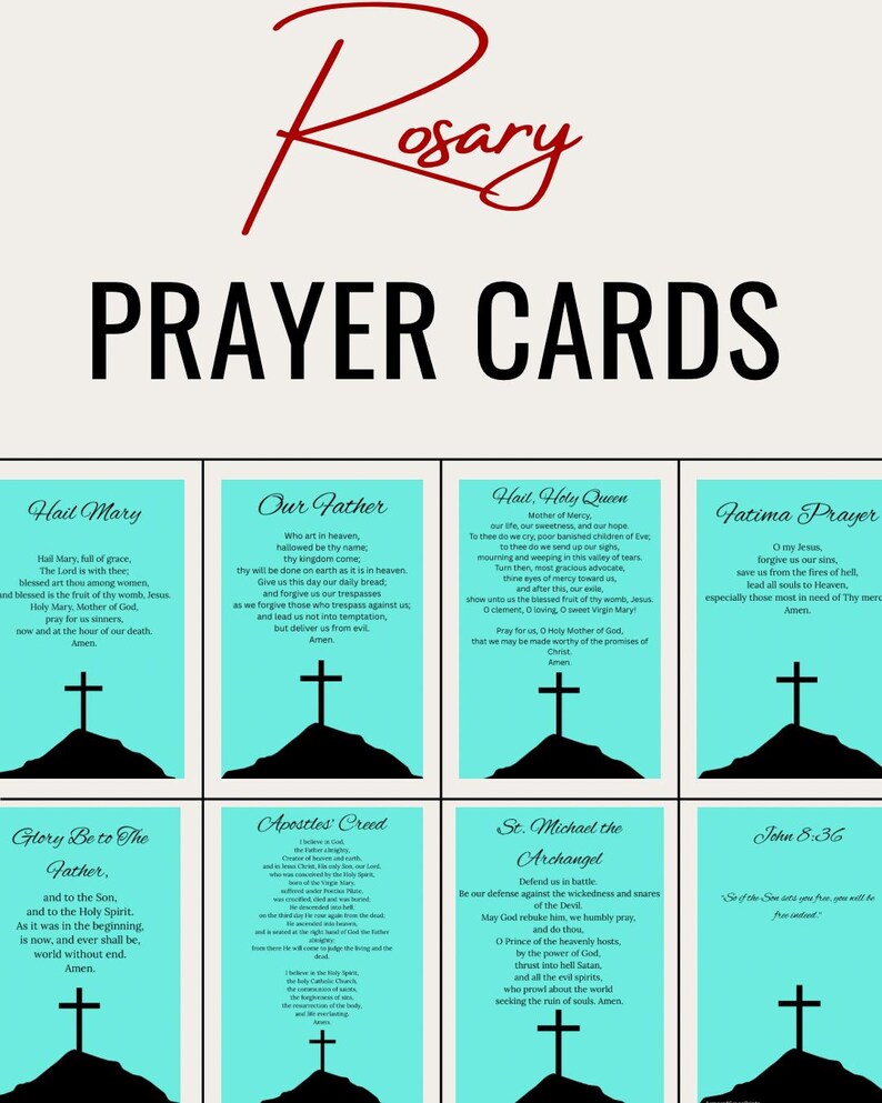 Printable Catholic Prayer Card Set | St. Michael, Hail Holy Queen ...