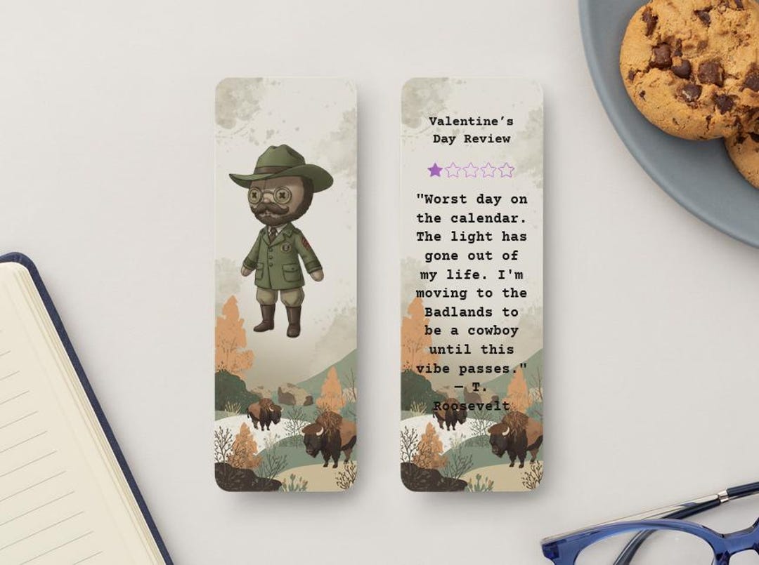 Theodore Roosevelt 1-star Valentine's Day Review Bookmark - Etsy
