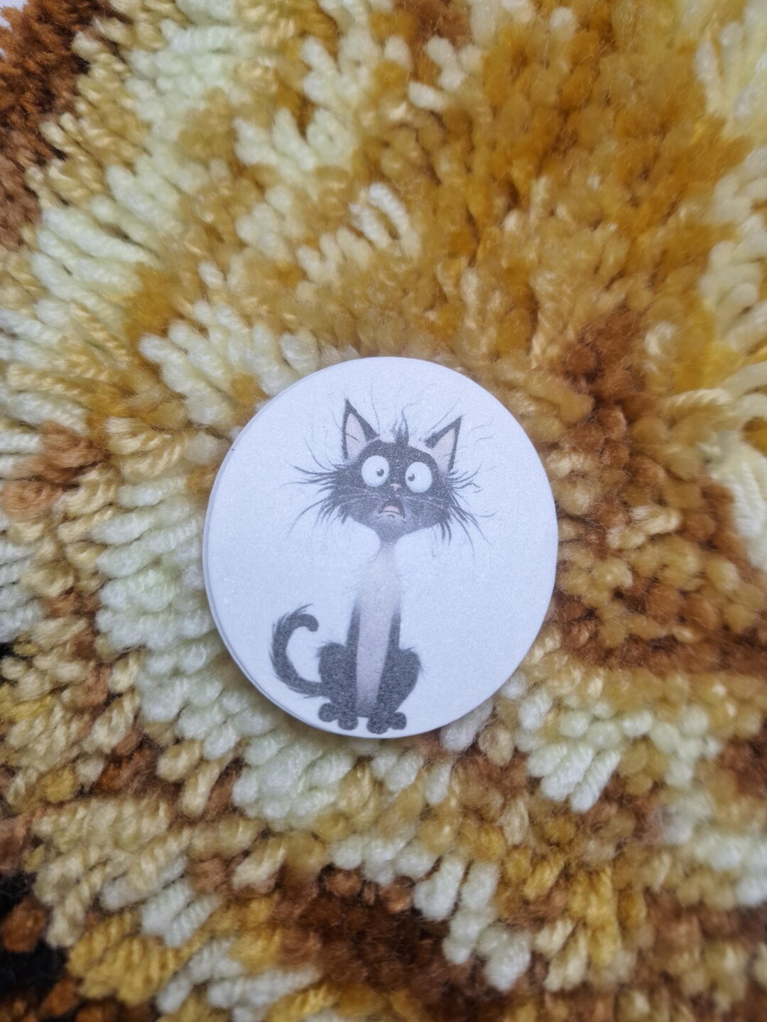 Funny Disheveled Meme Cat Sticker: Black & White Laminated Vinyl - 2 ...