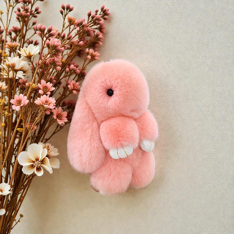 Fluffy Bunny Keychain - Etsy