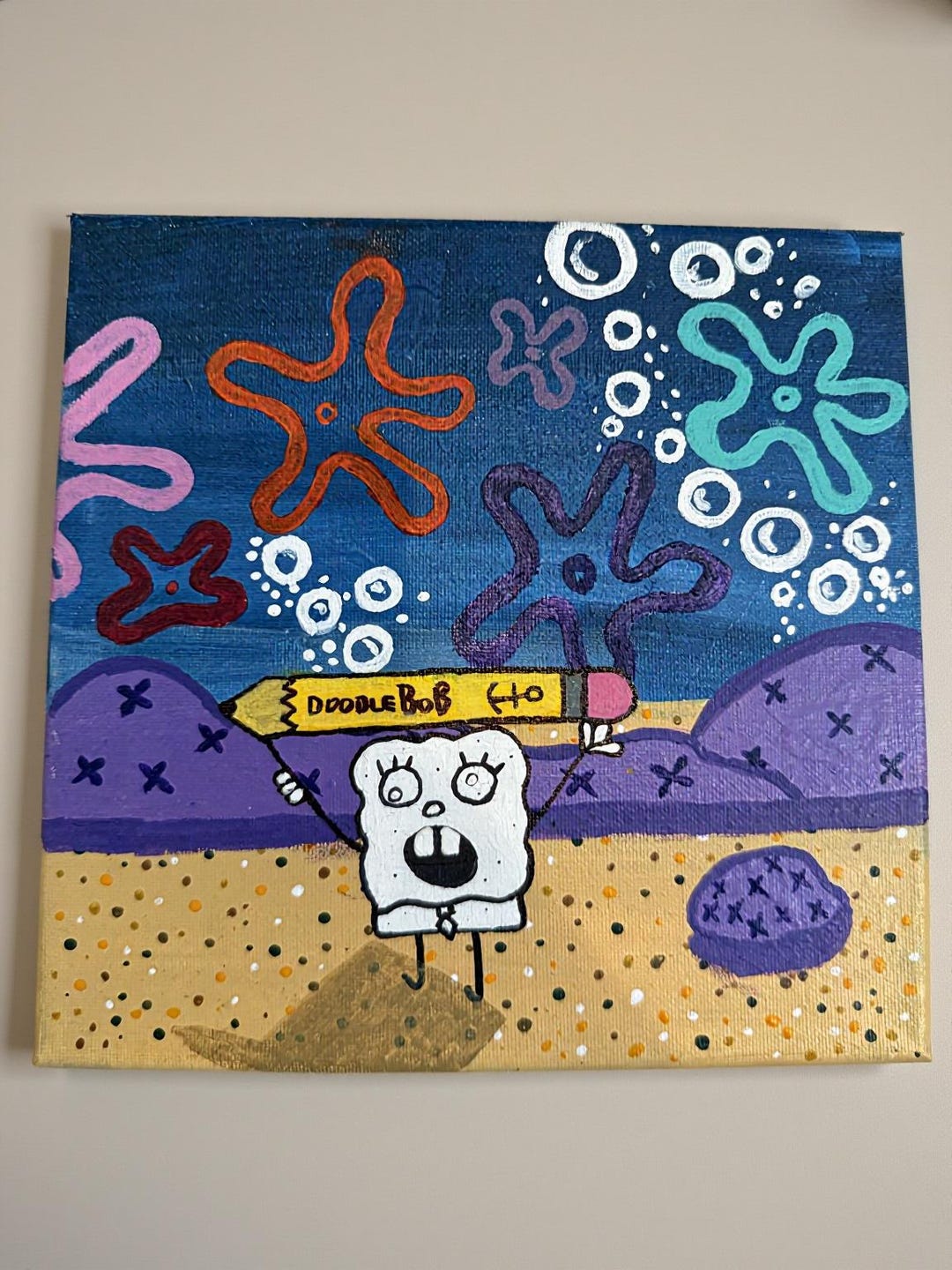 Doodlebob Acrylic Painting Gift for Spongebob Loving Humans - Etsy