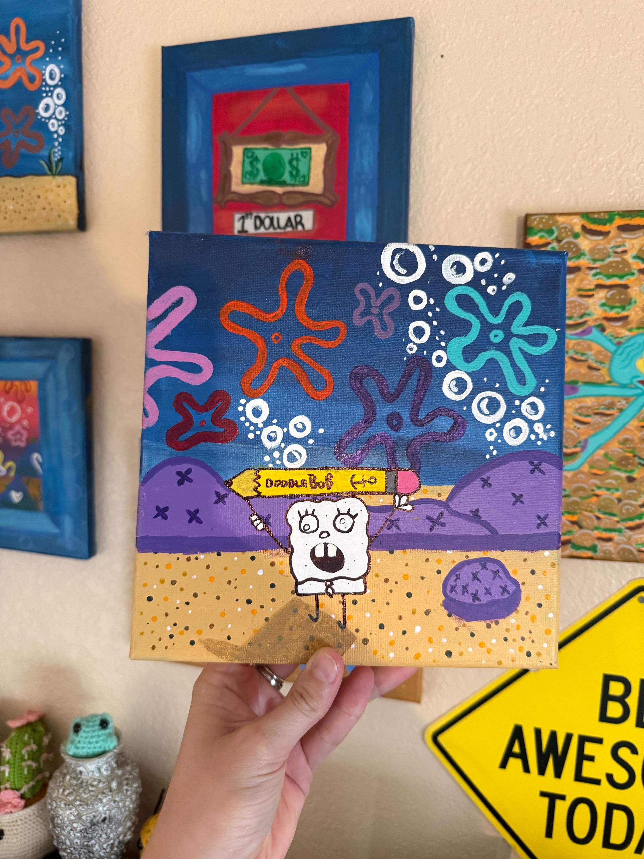 Doodlebob Acrylic Painting Gift for Spongebob Loving Humans - Etsy