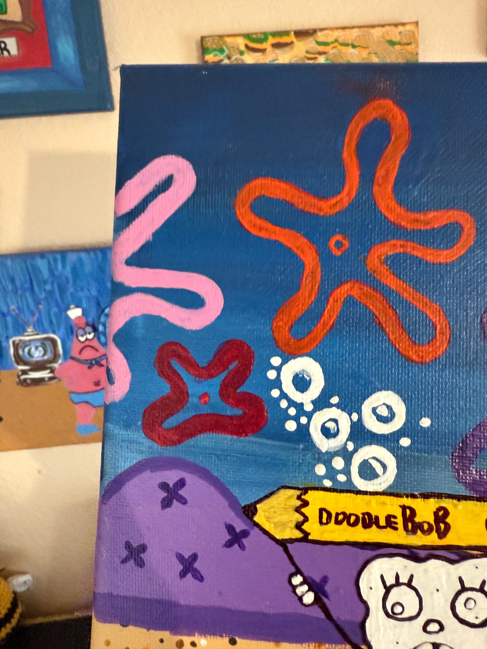 Doodlebob Acrylic Painting Gift for Spongebob Loving Humans - Etsy