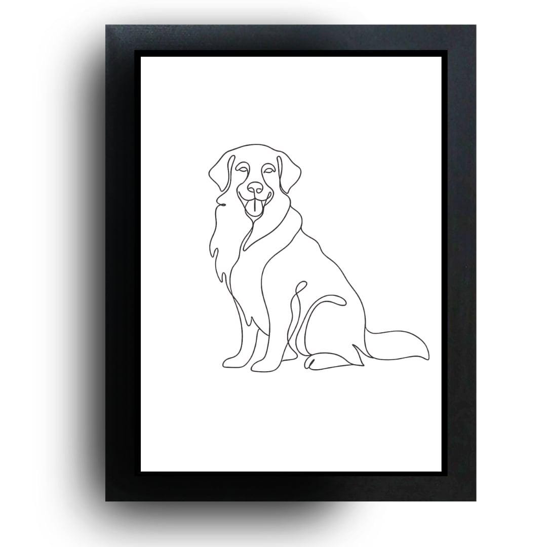 Golden Retriever Line Drawing Portrait - Etsy