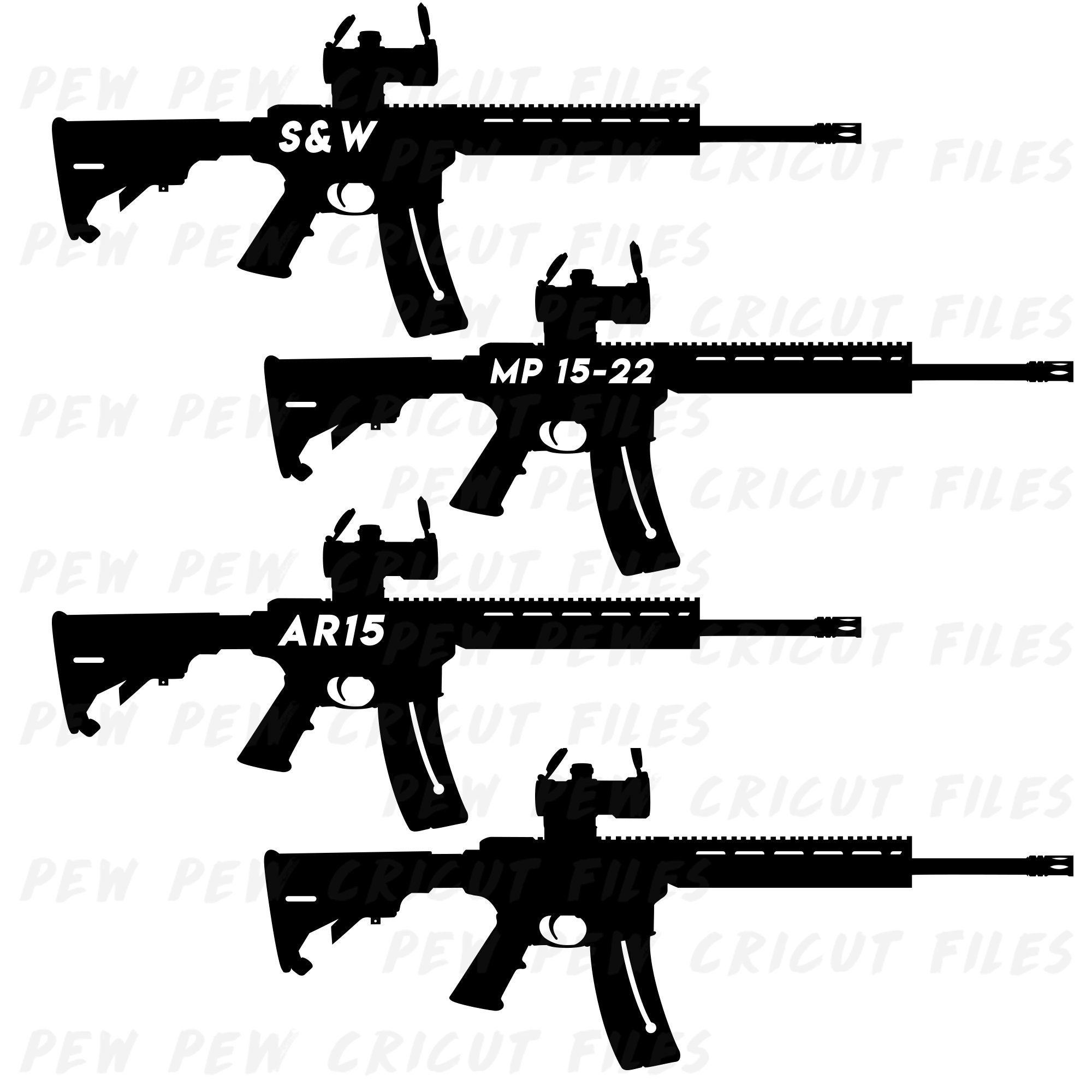 S&W AR15 SVG Cricut Files Smith and Wesson Rifle Silhouettes MP 15-22 ...
